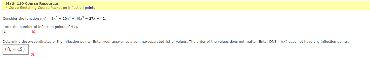 Solved Math 110 Course Resources - Curve Sketching Course | Chegg.com