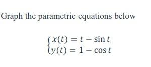 Solved Graph the parametric equations below (x(t) = t - sint | Chegg.com