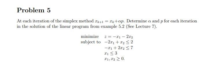 Solved Problem 5 At each iteration of the simplex method | Chegg.com