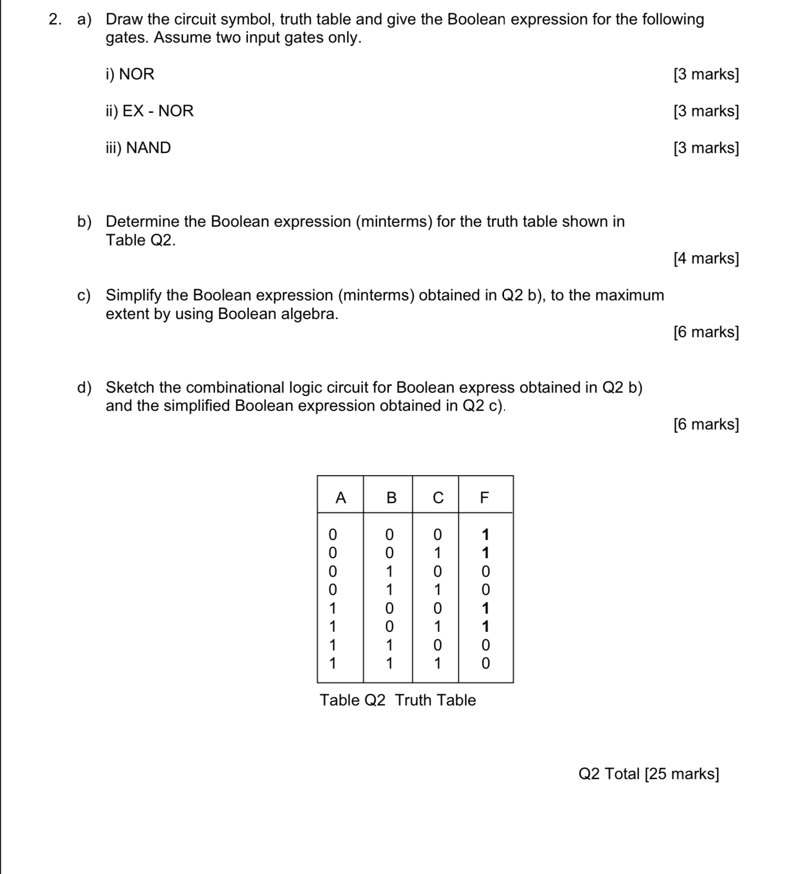 Solved 2 A Draw The Circuit Symbol Truth Table And Give 