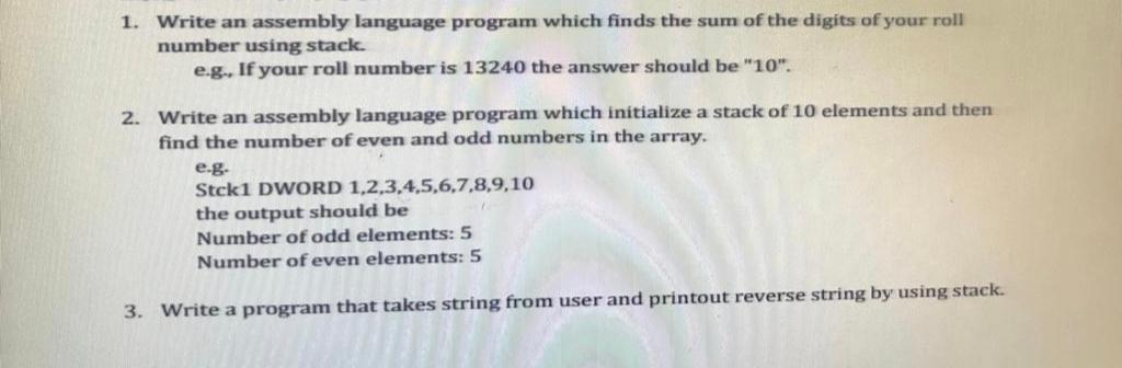 Solved 1 Write An Assembly Language Program Which Finds The 2990