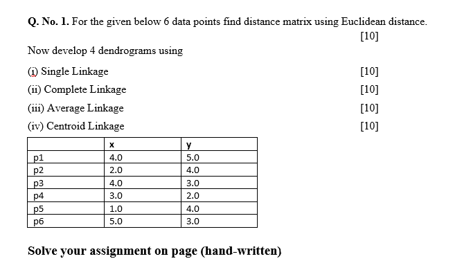 Solved Q. No. 1. For the given below 6 data points find | Chegg.com Solved Q. No. 1. For the given below 6 data points find | Chegg.com