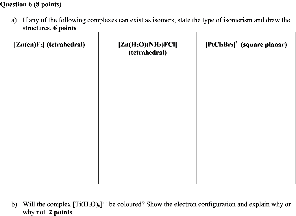 Solved Question 6 (8 points) a) If any of the following | Chegg.com