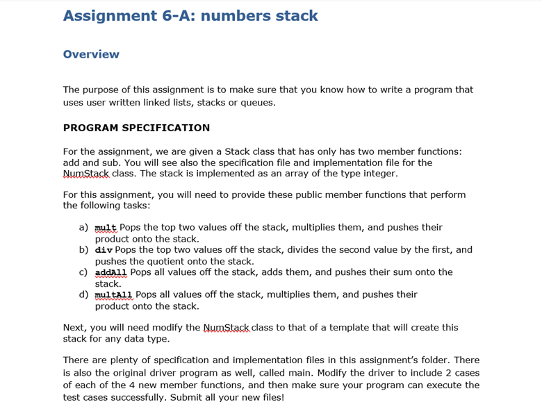 Solved In C++; Please follow all directions and sufficiently | Chegg.com