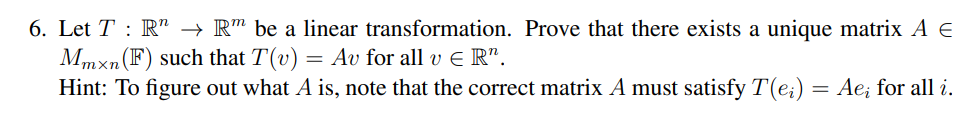 Solved 6. Let T:Rn→Rm be a linear transformation. Prove that | Chegg.com