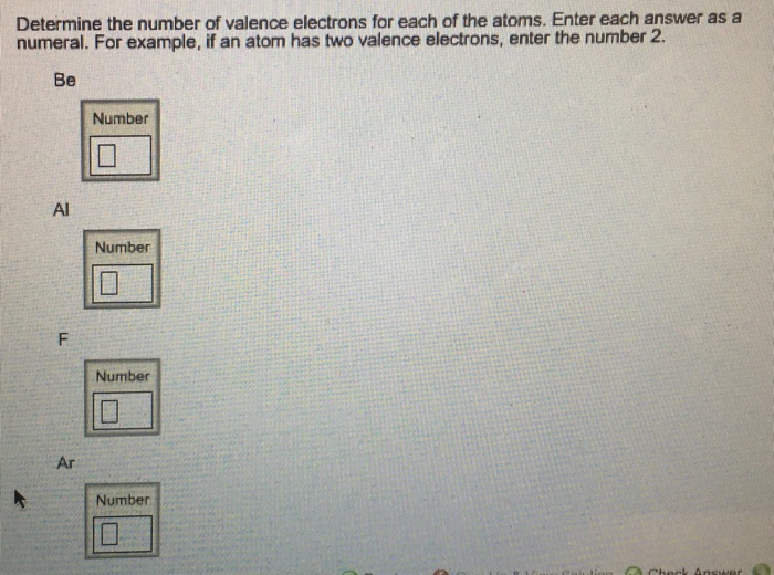 Solved Determine the number of valence electrons for each of | Chegg.com