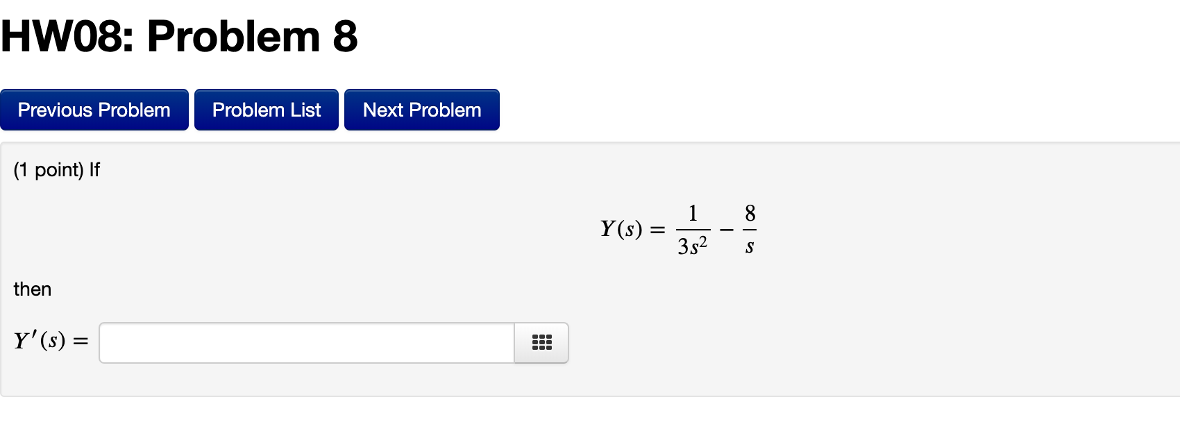 Solved HW08: Problem 6 Previous Problem Problem List Next | Chegg.com Solved HW08: Problem 6 Previous Problem Problem List Next | Chegg.com