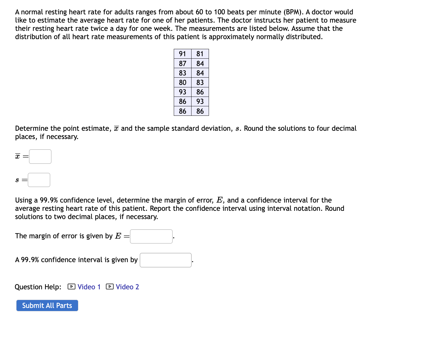 Solved A normal resting heart rate for adults ranges from | Chegg.com