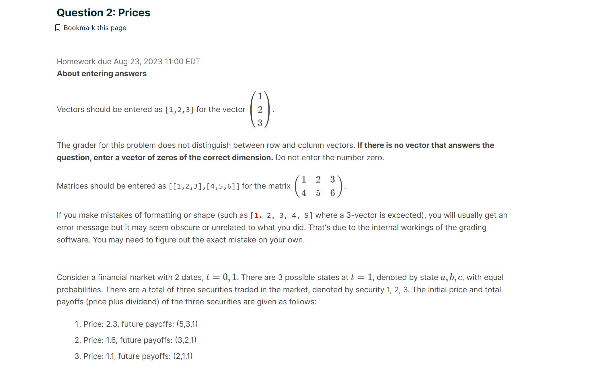 Solved Homework due Aug 23, 2023 11:00 EDT About entering | Chegg.com