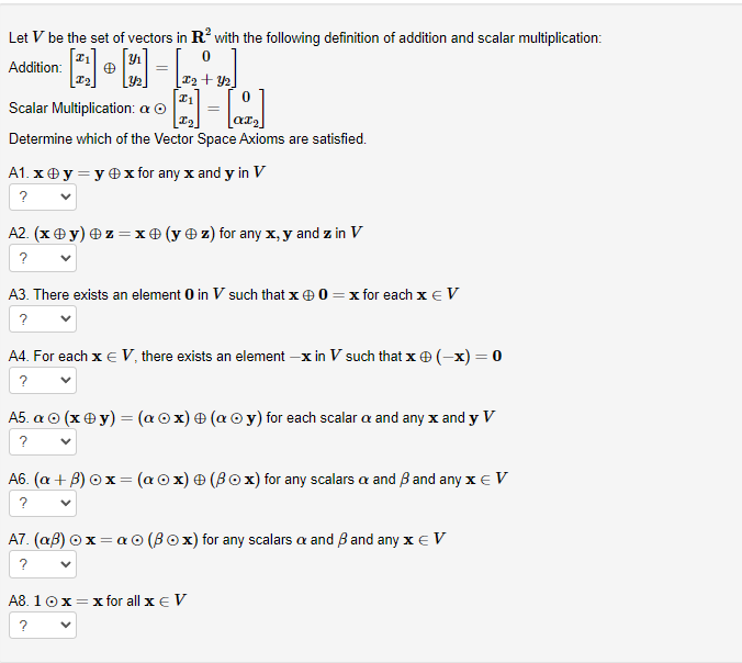 Solved Let V be the set of vectors in R2 with the following | Chegg.com