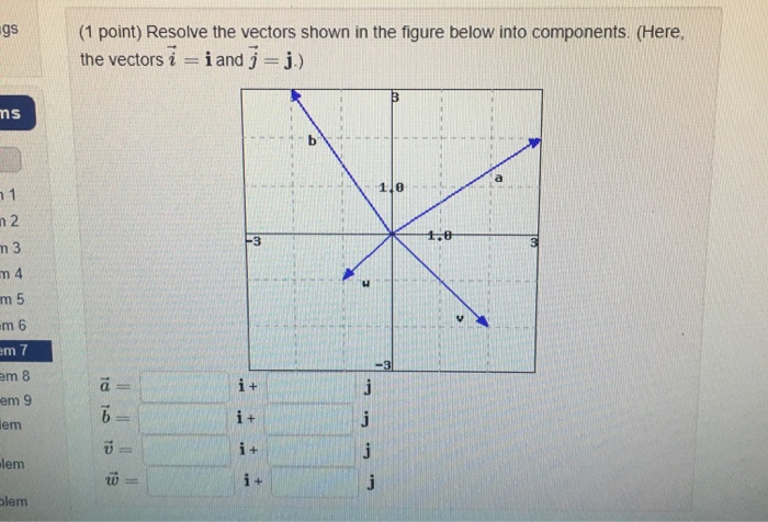 Solved gs(1 point) Resolve the vectors shown in the figure | Chegg.com