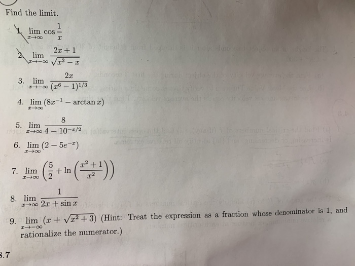 Solved Find the limit. lim cos - 2x + 1 lim 2x 3. lim 4. lim | Chegg.com
