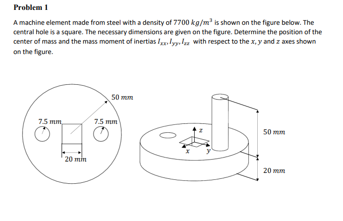 Solved A machine element made from steel with a density of | Chegg.com