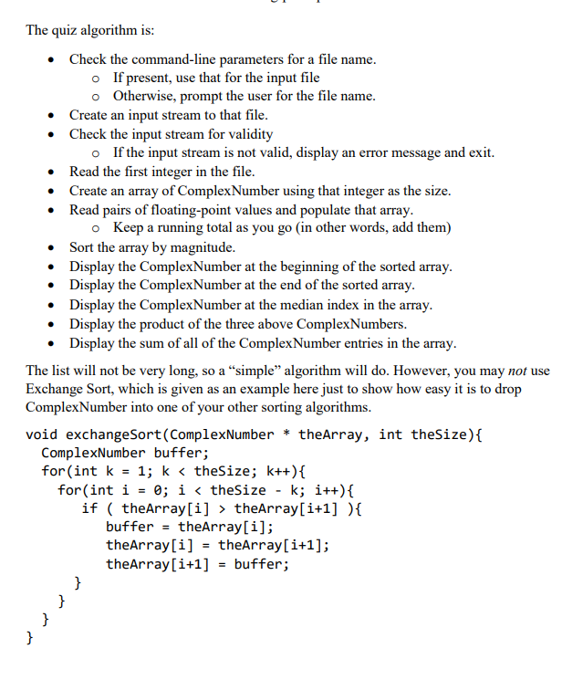 . The quiz algorithm is: • Check the command-line | Chegg.com