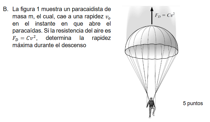 Solved B. La ﻿figura 1 ﻿muestra un ﻿paracaidista demasa | Chegg.com