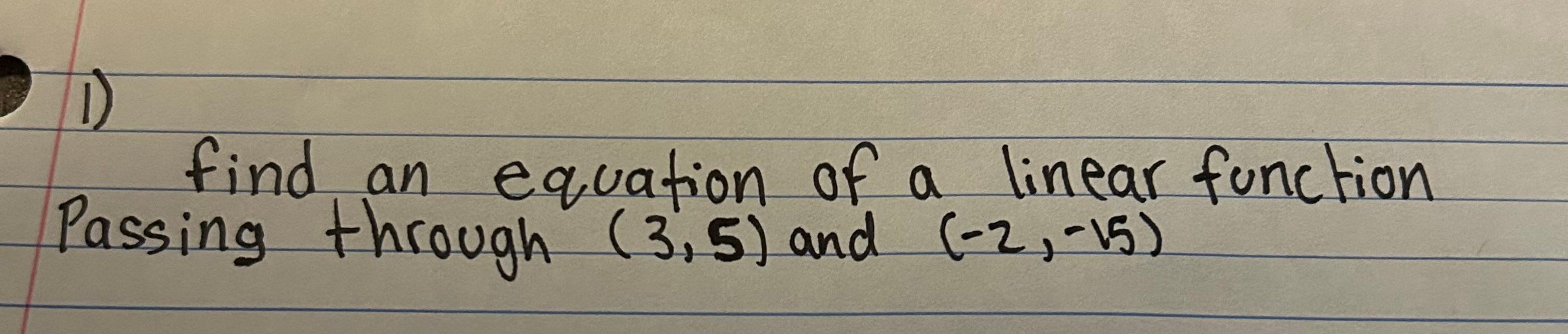 Solved find an equation of a linear function Passing through | Chegg.com