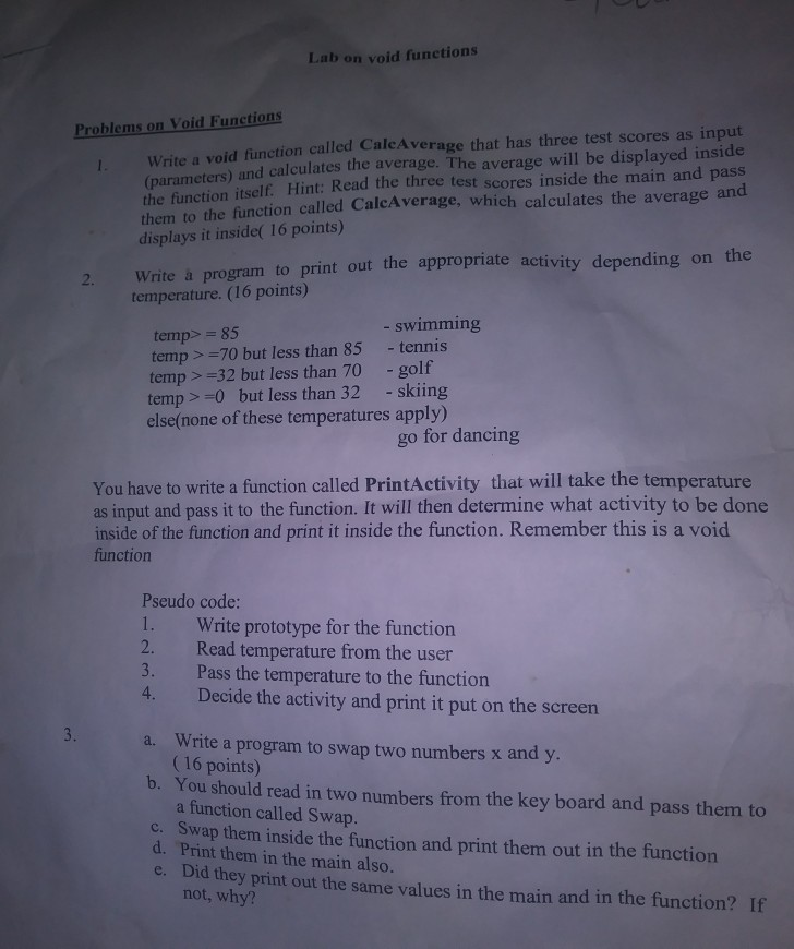 Solved Lab On Void Functions Write A Void Function Called 2379