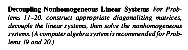 Solved Decoupling Nonhomogeneous Linear Systems For Problems | Chegg.com