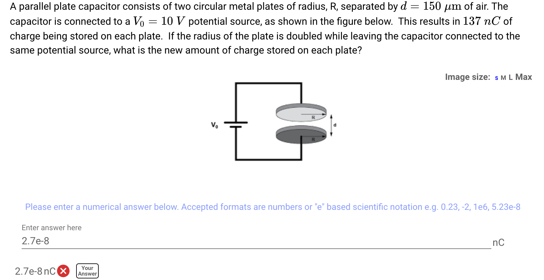 Solved A parallel plate capacitor consists of two circular | Chegg.com