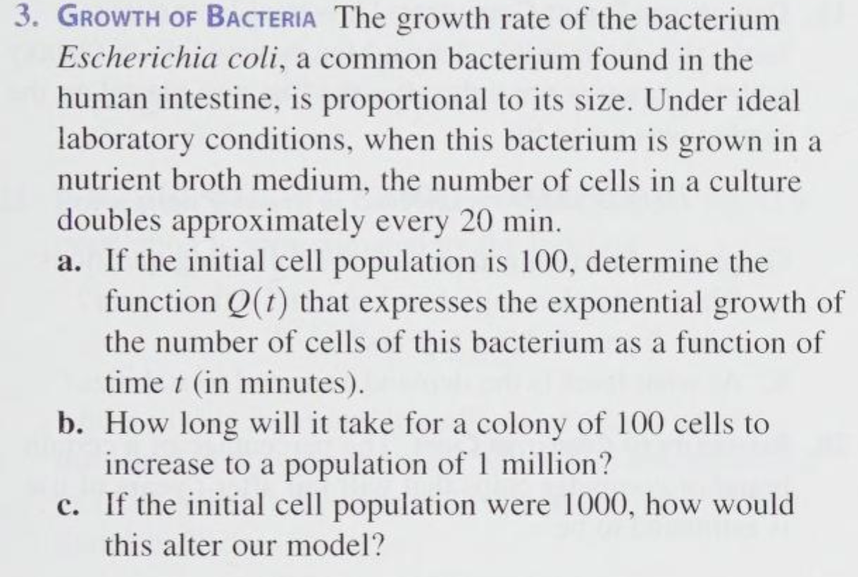 Solved 3. GRowth of Bacteria The growth rate of the | Chegg.com
