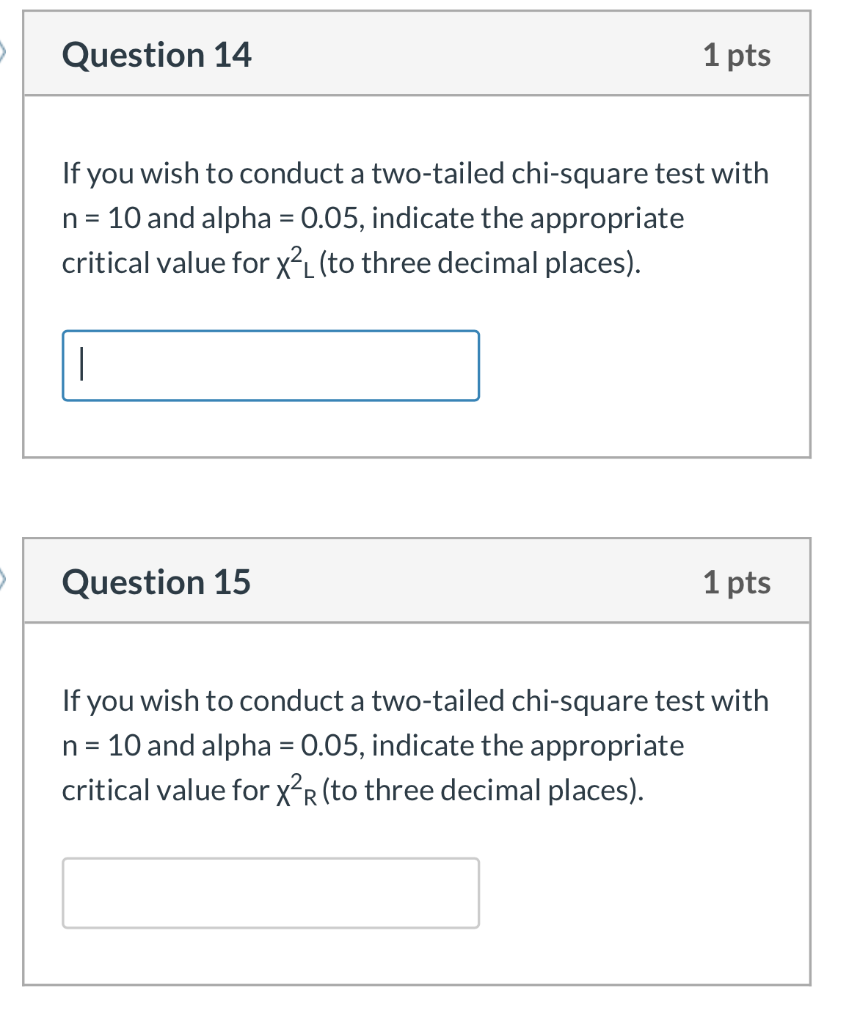 Solved Question 14 1 pts If you wish to conduct a two-tailed | Chegg.com