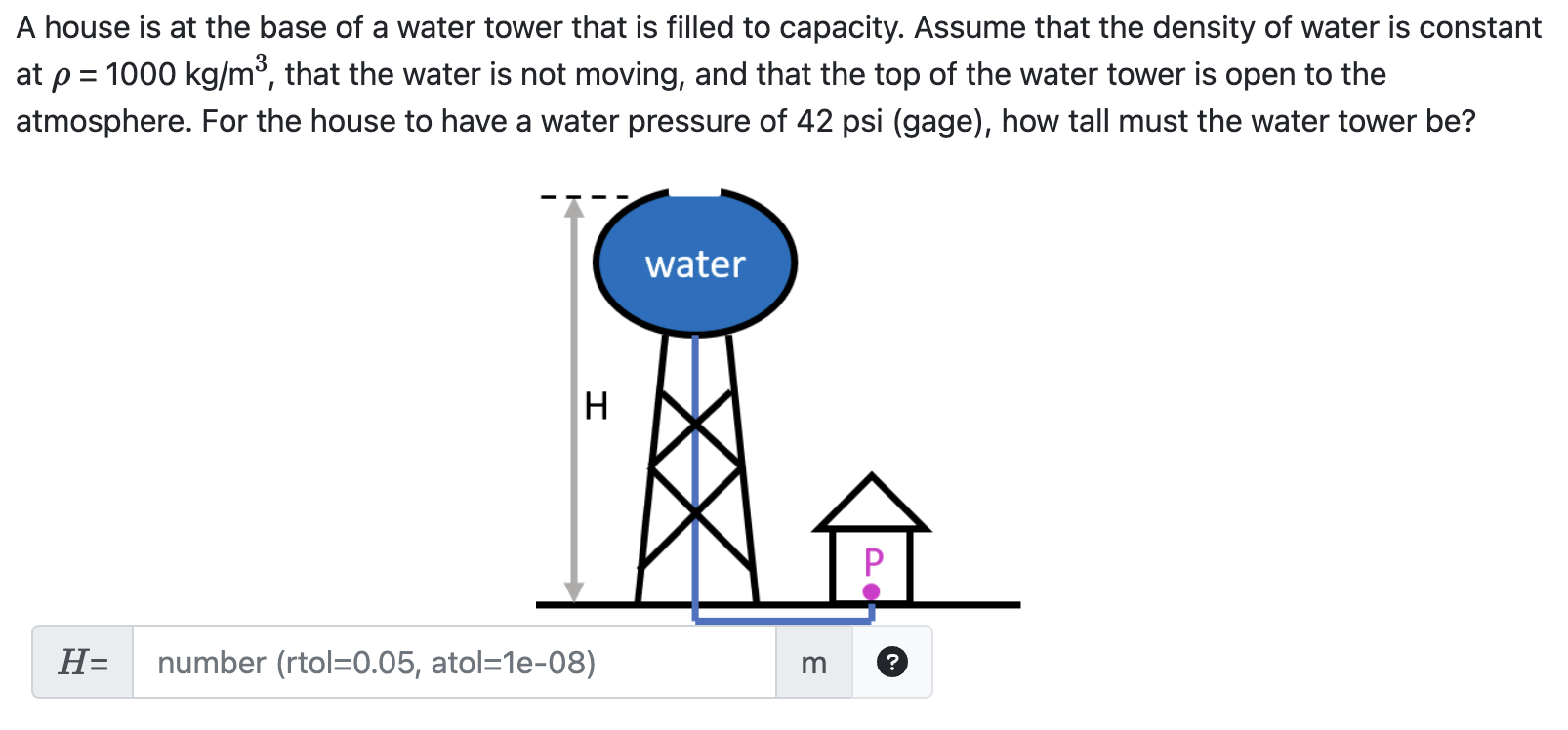 Solved A house is at the base of a water tower that is | Chegg.com