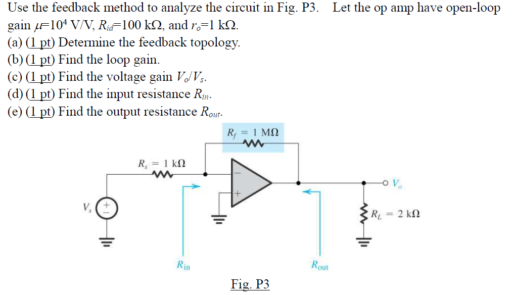 Solved Let the op amp have open-loop Use the feedback method | Chegg.com