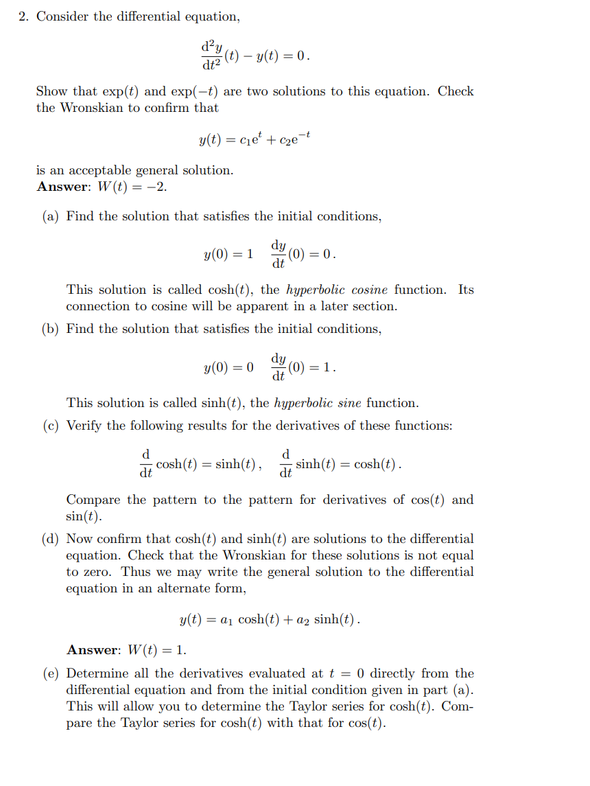 Solved 2. Consider the differential equation, | Chegg.com