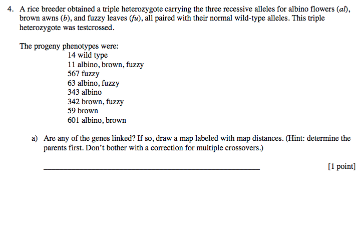 Solved 4. A rice breeder obtained a triple heterozygote | Chegg.com