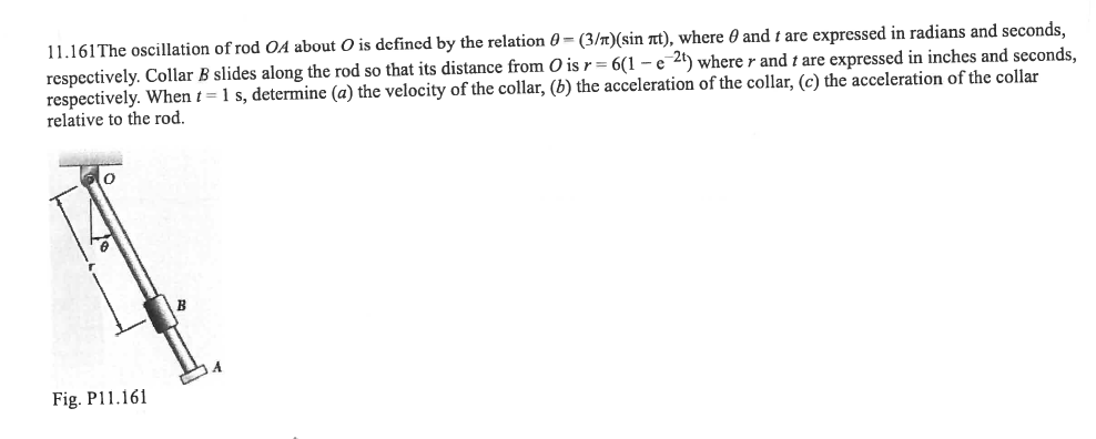 Solved 11.161 The oscillation of rod OA about is defined by | Chegg.com
