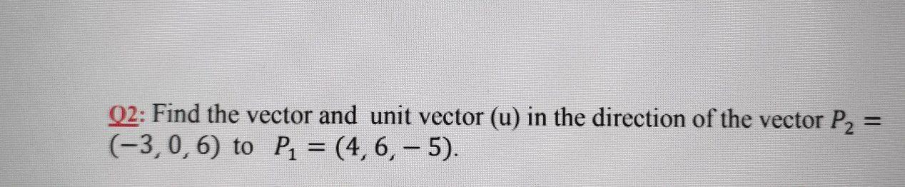 Solved Q2: Find the vector and unit vector (u) in the | Chegg.com