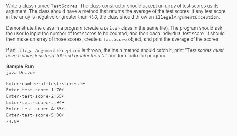 Solved Write A Class Named Testscores The Class Constructor