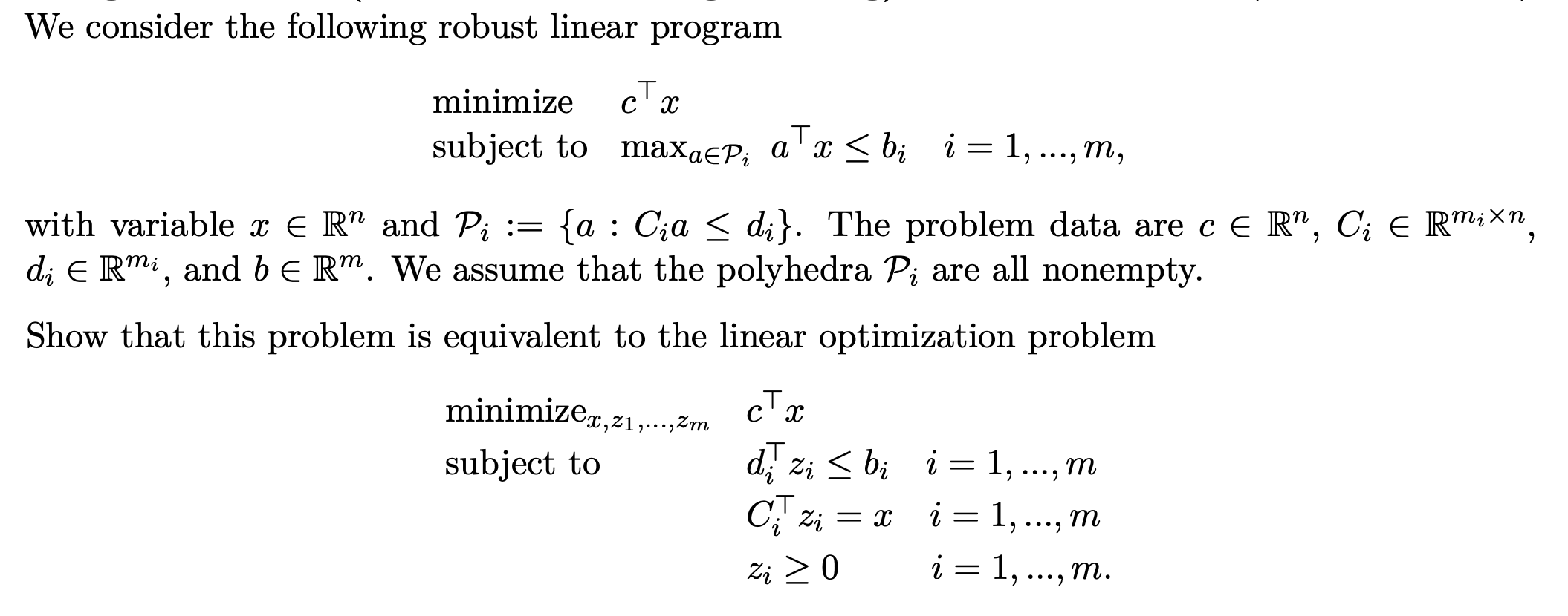 We consider the following robust linear program ctx | Chegg.com