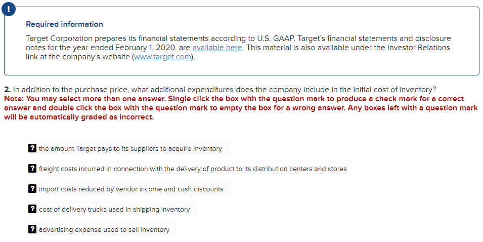 Solved Required information Target Corporation prepares its | Chegg.com