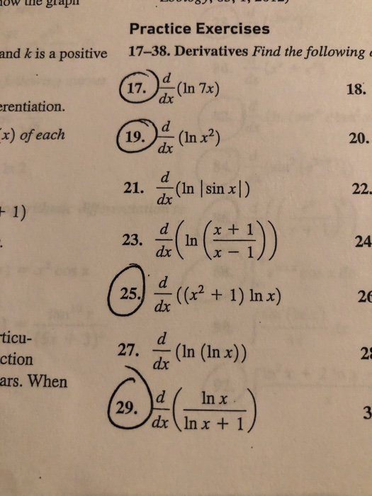 Solved Practice Exercises 17-38. Derivatives Find the | Chegg.com