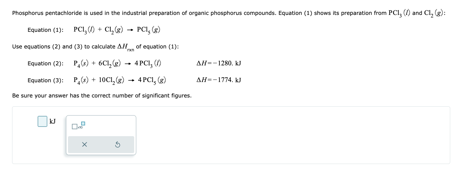 Solved Phosphorus pentachloride is used in the industrial | Chegg.com