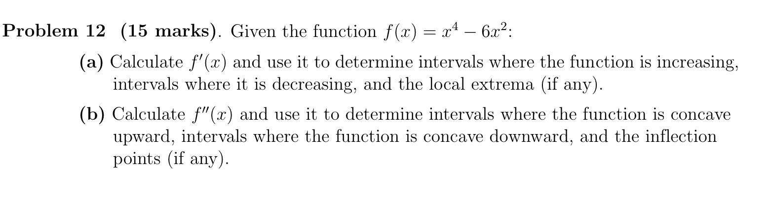 Solved Problem 12 (15 ﻿marks). ﻿Given the function | Chegg.com