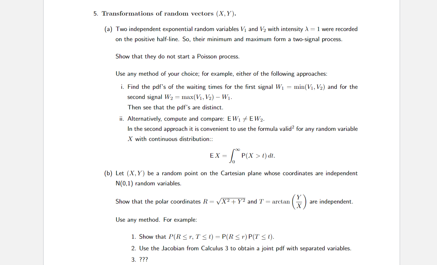 Transformations of random vectors (X,Y). (a) Two | Chegg.com