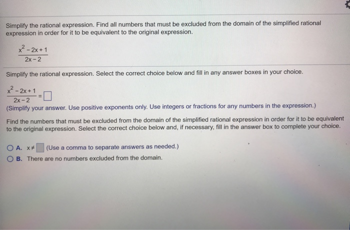 Solved Find all numbers that must be excluded from the | Chegg.com