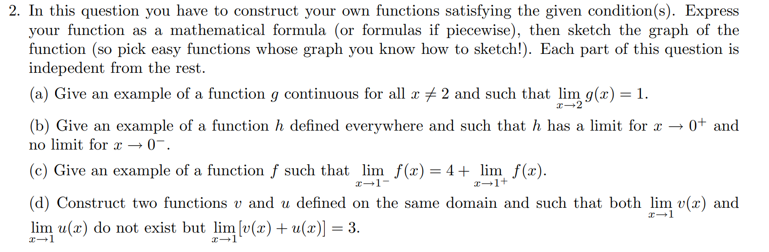 Solved 2. In this question you have to construct your own | Chegg.com