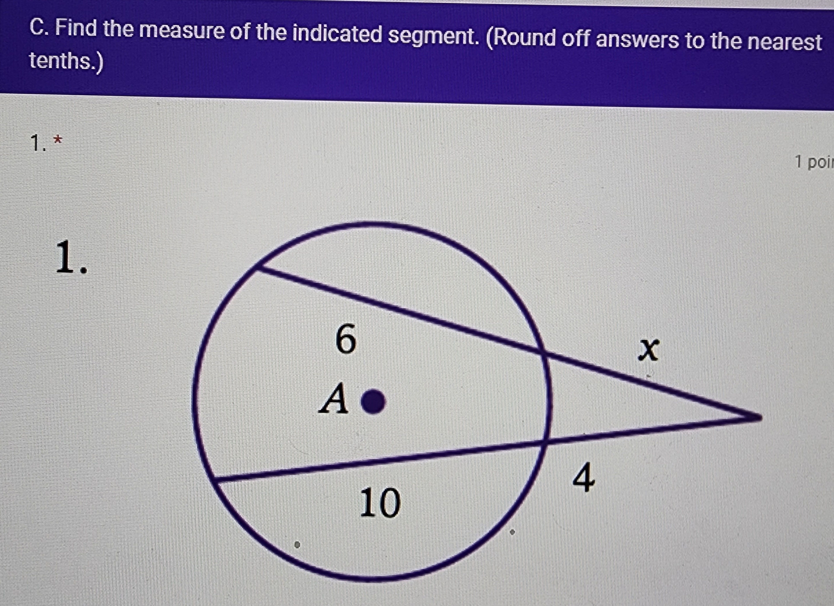 Solved C. Find the measure of the indicated segment. (Round | Chegg.com
