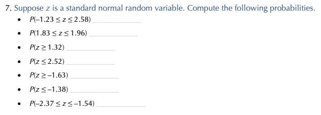 Solved Suppose z is a standard normal random variable. | Chegg.com