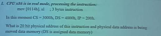 Solved LCPU 086 is in real mode, procasing the indraction: | Chegg.com