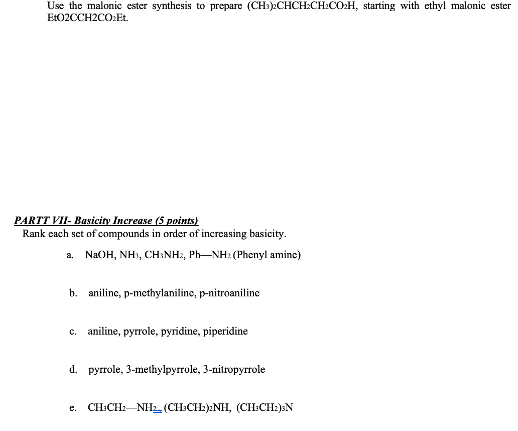 Solved Use The Malonic Ester Synthesis To Prepare