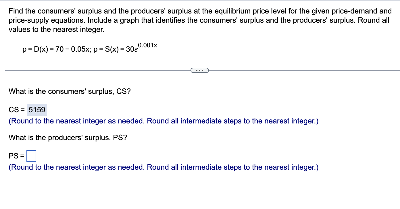 Solved Find the consumers' surplus and the producers' | Chegg.com