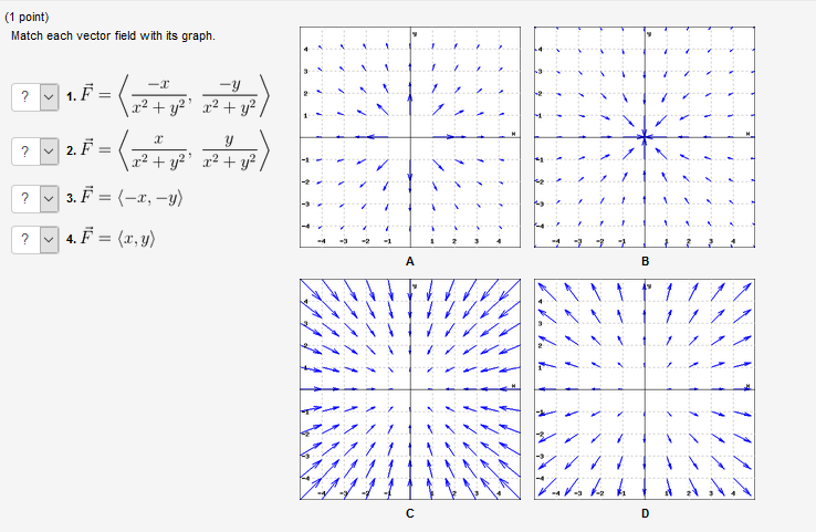 Solved (1 point) Match each vector field with its graph. 11 | Chegg.com