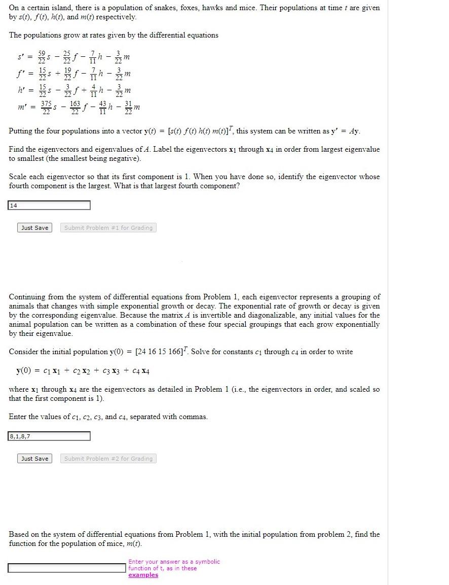 Solved On a certain island, there is a population of snakes, | Chegg.com