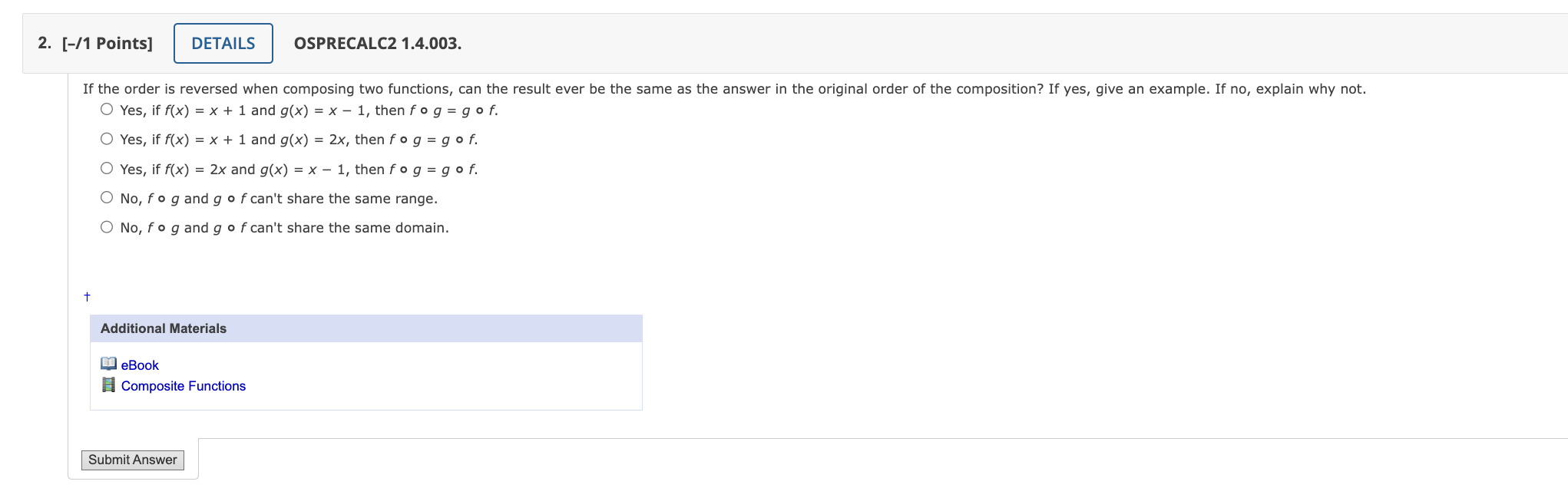 Solved If the order is reversed when composing two | Chegg.com