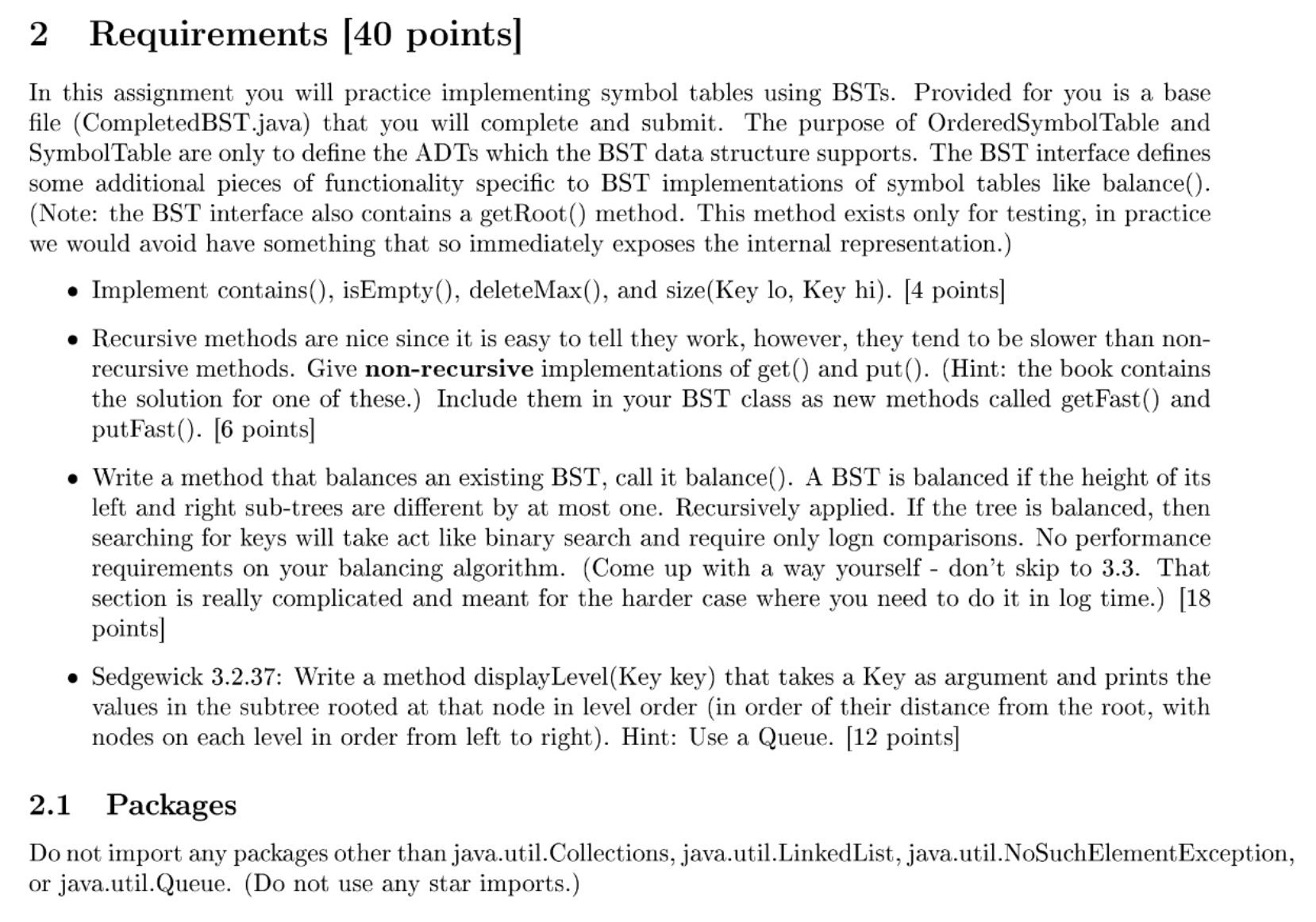 Solved Please help with my balance() method. I keep getting | Chegg.com