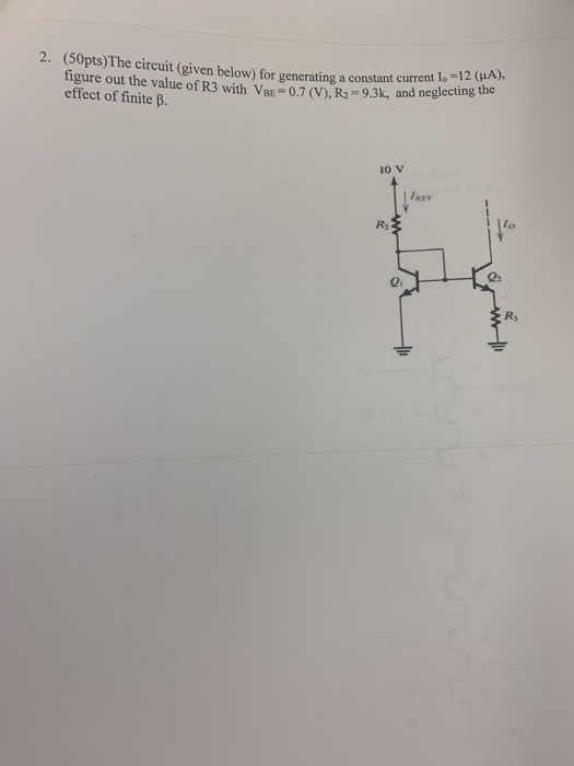 Solved circuit (given below) for generating a constant | Chegg.com